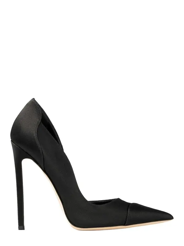 JIMMY CHOO Brigitte 120 Satin Pointed Toe Stiletto Pumps - Black