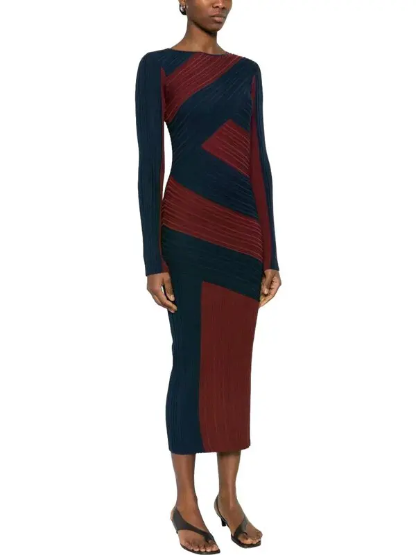 Patrizia Pepe Sculptural Knitted Midi Dress - Red