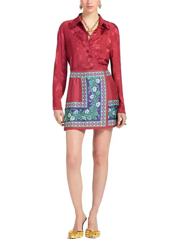 La DoubleJ Foulard Floral Mini Skirt - Red