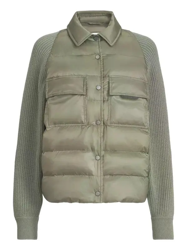Brunello Cucinelli Quilted Pocket Knit-sleeve Jacket - Green