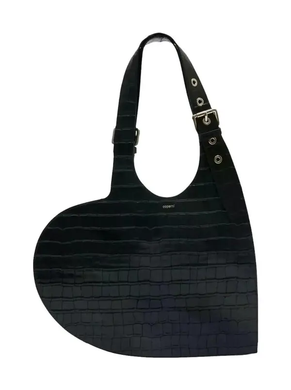 Coperni Croco Heart Tote Shoulder Bag - Black