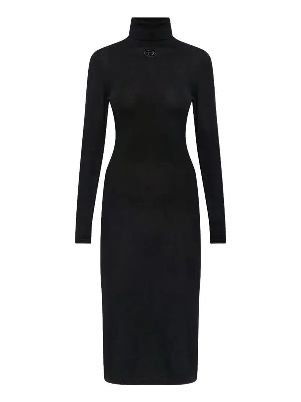 DIESEL® Logo-detail Turtleneck Midi Dress - Black