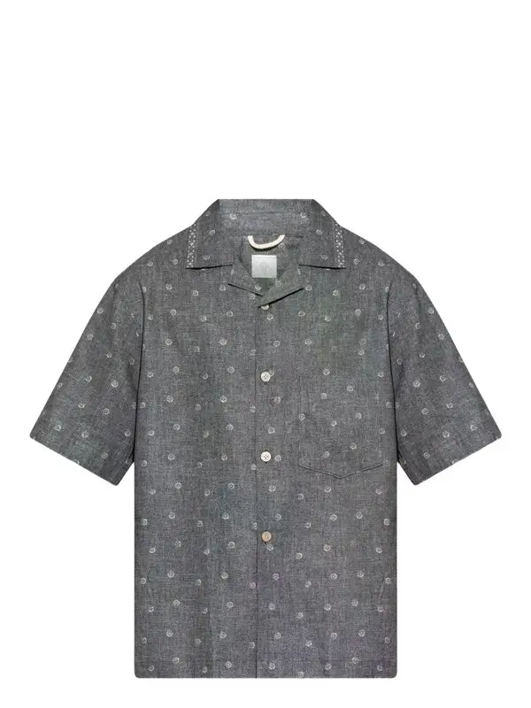 Eleventy Collared Polka Dot Shirt - Grey