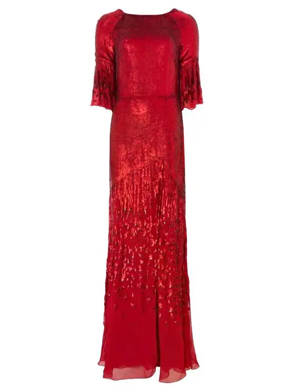 TEMPERLEY LONDON Celestial Sequin-embellished Maxi Dress - Red