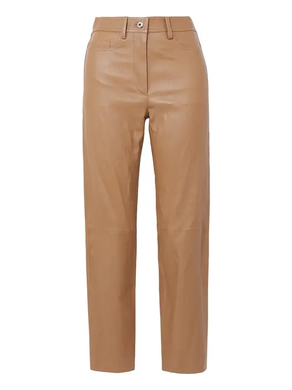 JOSEPH Teddy Leather Tapered Pants - Brown