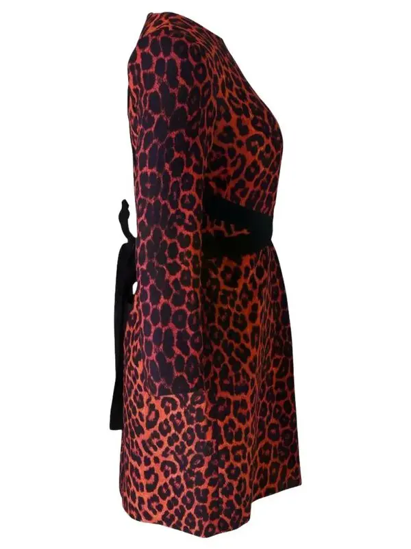 Victoria Beckham Leopard Print Mini Dress - Red