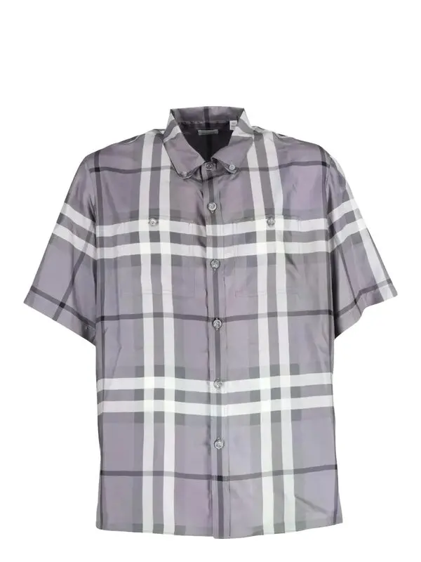 Burberry Silk Check Pattern Button-up Shirt - Grey