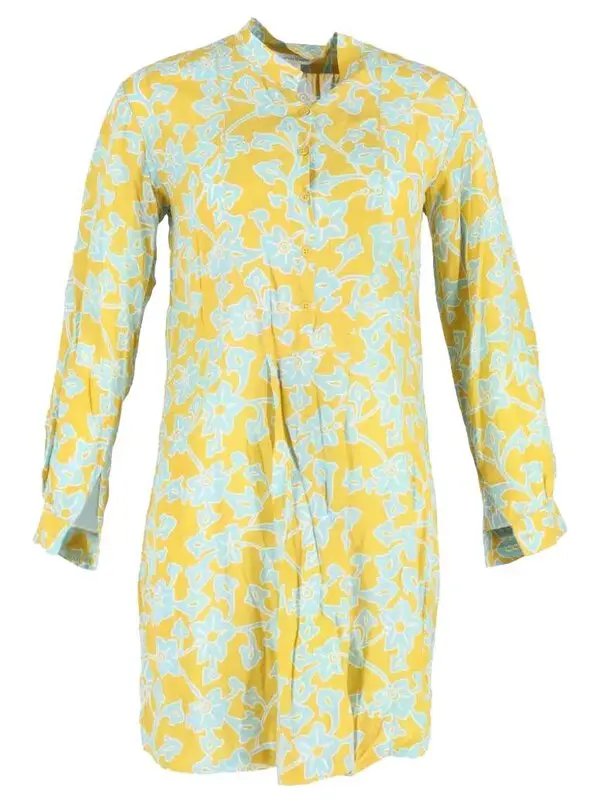 Diane Von Furstenberg Floral Print Shirt Dress - Yellow