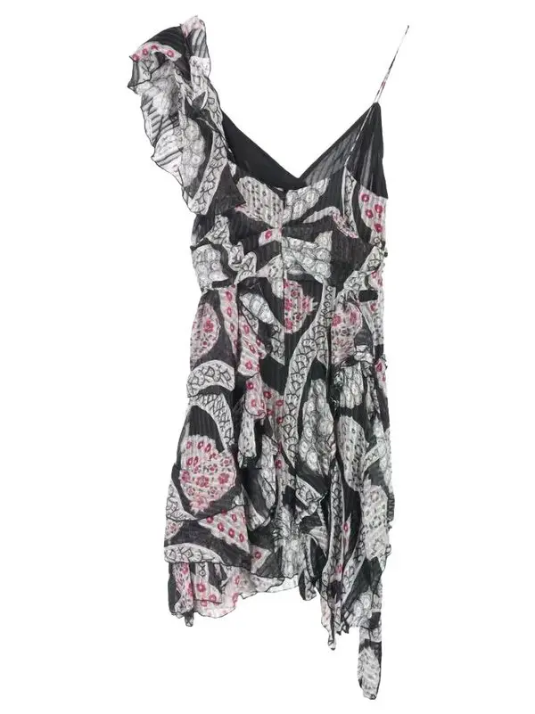 ISABEL MARANT VINTAGE Printed Ruffled Mini Dress - Black