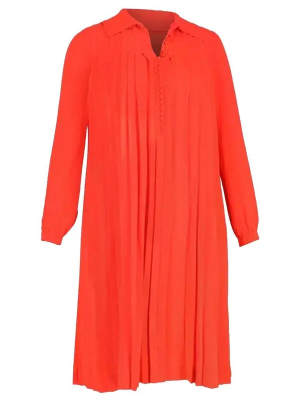 Chloé Collared Pleated Shirt Dress - Red