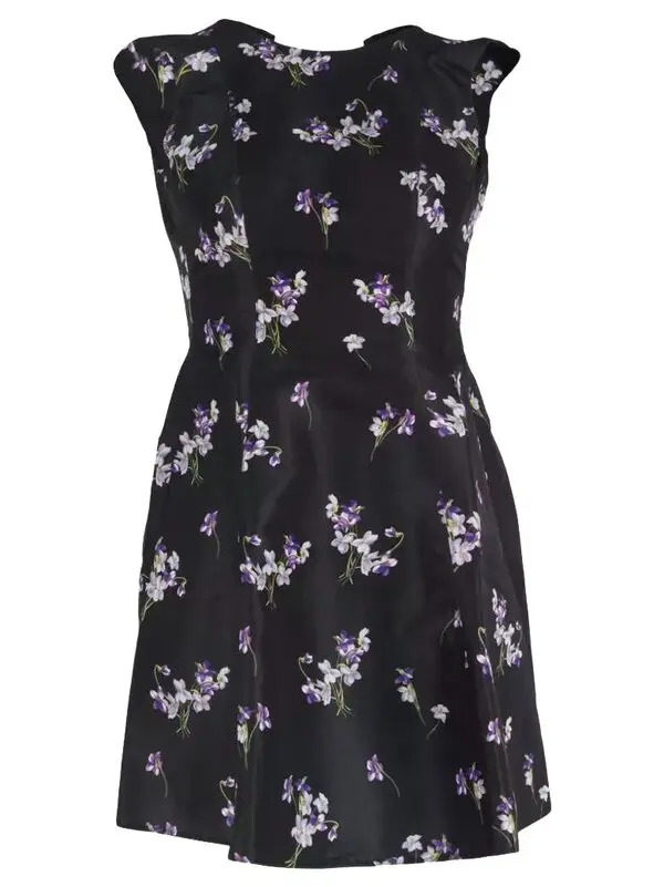 Red Valentino A-line Floral-print Mini Dress - Black