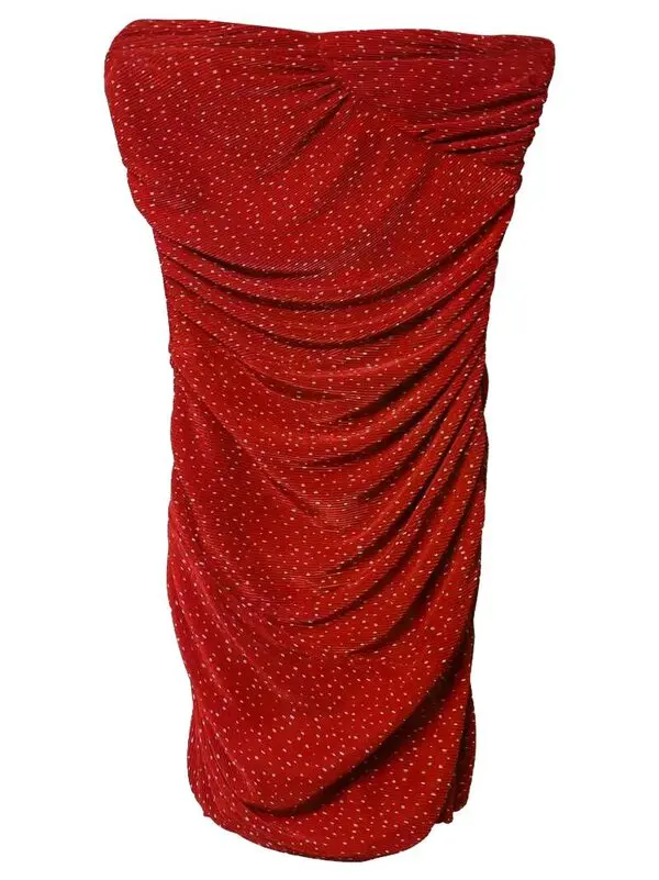 Maje Polka Dot Ruched Mini Dress - Red