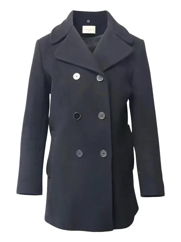 Sandro Double-breasted Peacoat - Black