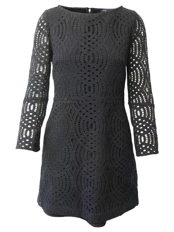 Maje Lace Cutout Long Sleeve Mini Dress - Black