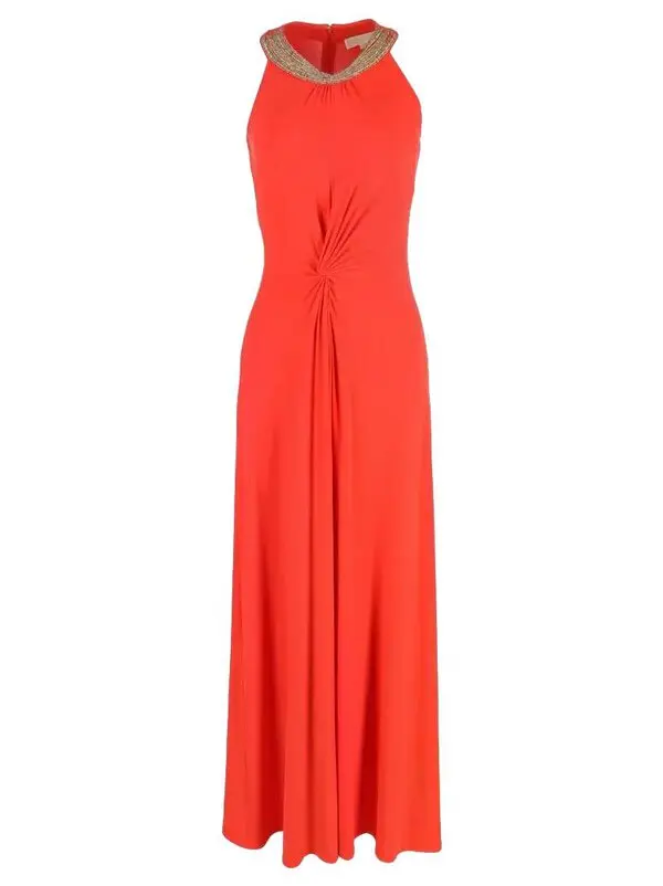 Michael Kors Sleeveless Twist Drape Maxi Dress - Red