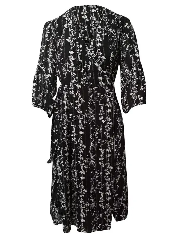 Ba&sh Floral-pattern Tie-waist Midi Dress - Black