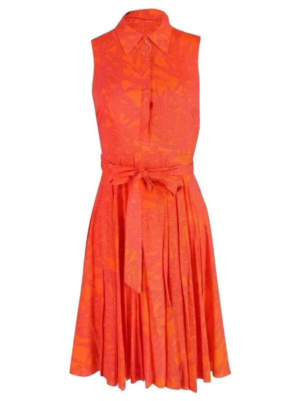 Diane Von Furstenberg Sleeveless Collared Printed Mini Dress - Orange