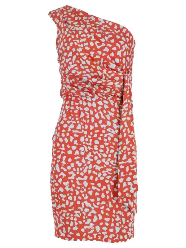 Diane Von Furstenberg Agatha One-shoulder Leopard Print Dress - Red