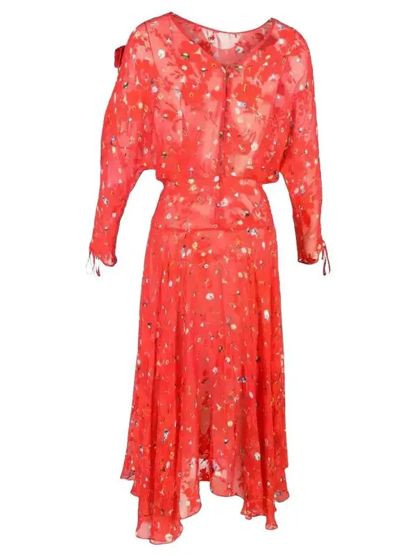 PREEN BY THORNTON BREGAZZI Floral Printed Midi Dress - Red