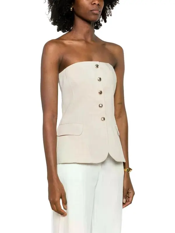 Maje Sleeveless Buttoned Waistcoat Top - Neutrals