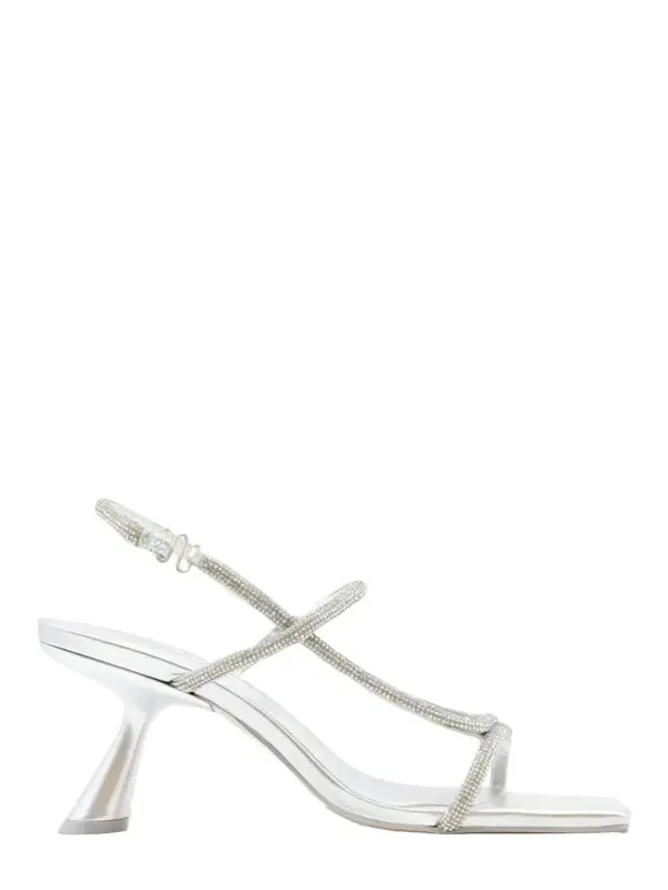 Cult Gaia Reina Square-toe Embellished Heeled Sandals - Silver