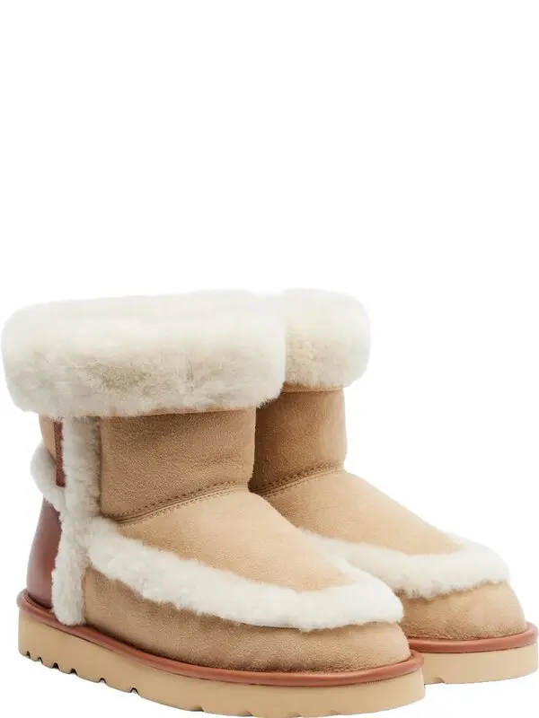 Chloé Dolcie Shearling-trimmed Suede Ankle Boots - Beige