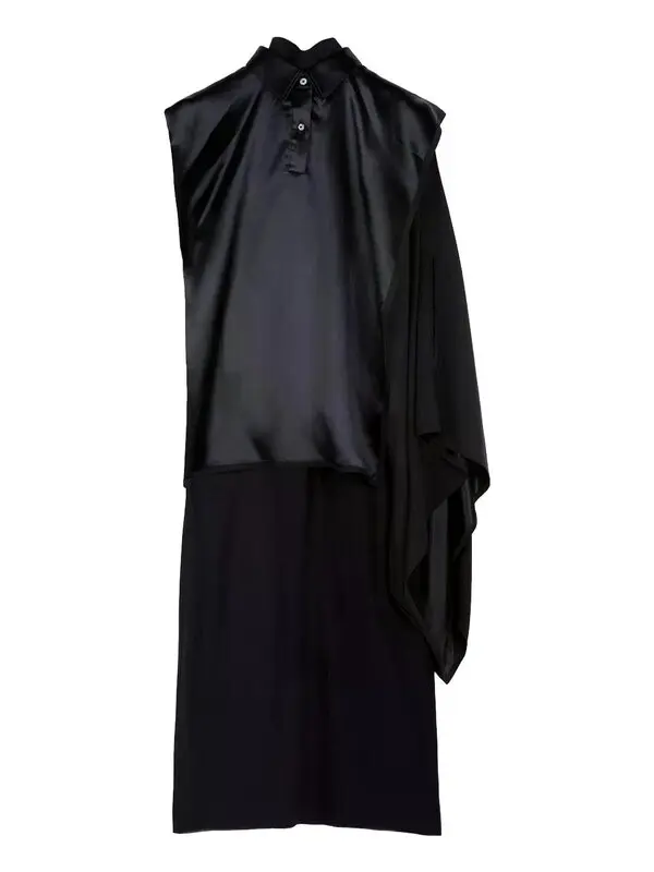 Ports 1961 Satin-paneled Draped Midi Dress - Black