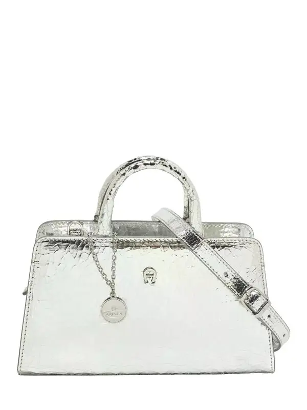 AIGNER Mini Cybill Crackled Tote Bag - Silver