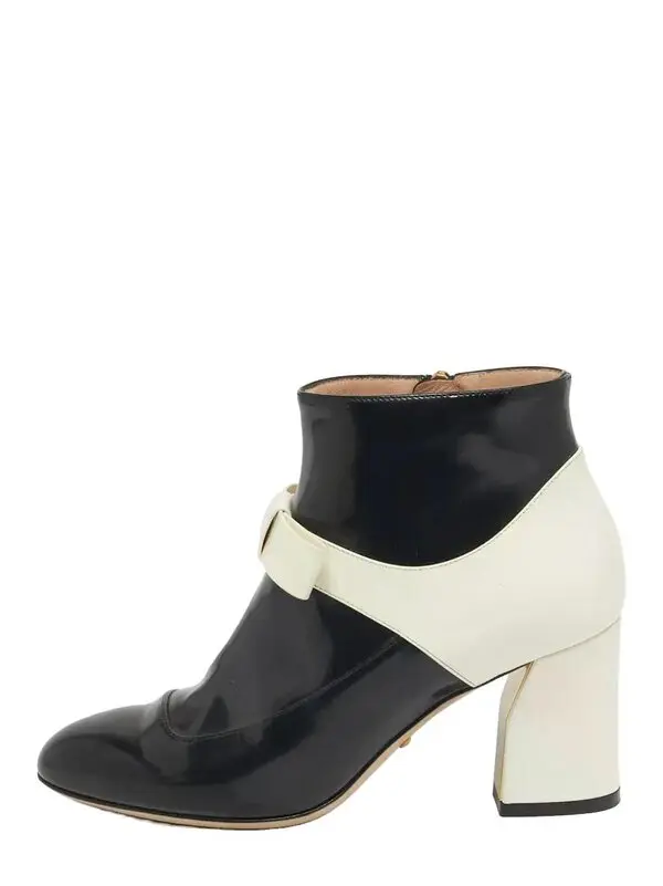 Gucci Patent Leather Bow Detail Ankle Boots - Black