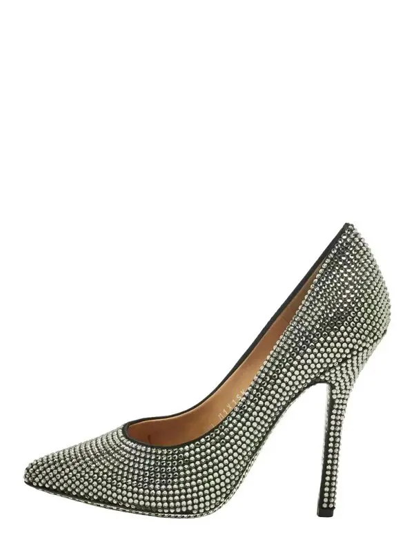 FERRAGAMO Crystal-embellished Pointed Toe Pumps - Silver