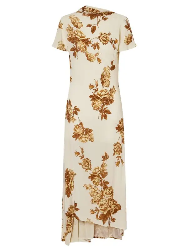 Magda Butrym Floral-print Stretch-jersey Midi Dress - Neutrals