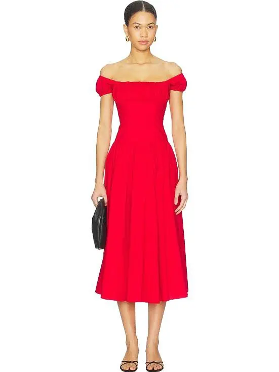 Caroline Constas Augusta Drop Waist Maxi Dress - Red