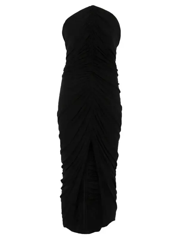Alexander Wang Strapless Ruched Midi Dress With High-low Hem - Black