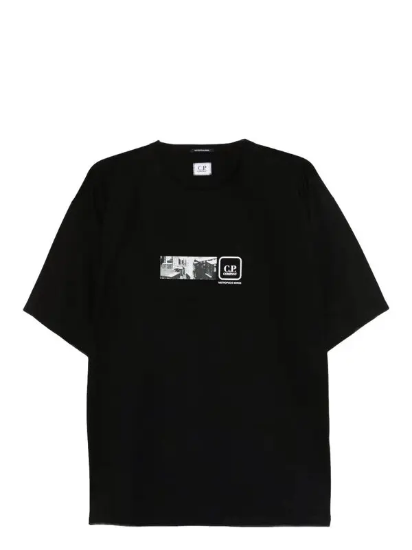 C.P. COMPANY Metropolis Series Mercerized Jersey Short Sleeve Back Embroidery T-shirt - Black