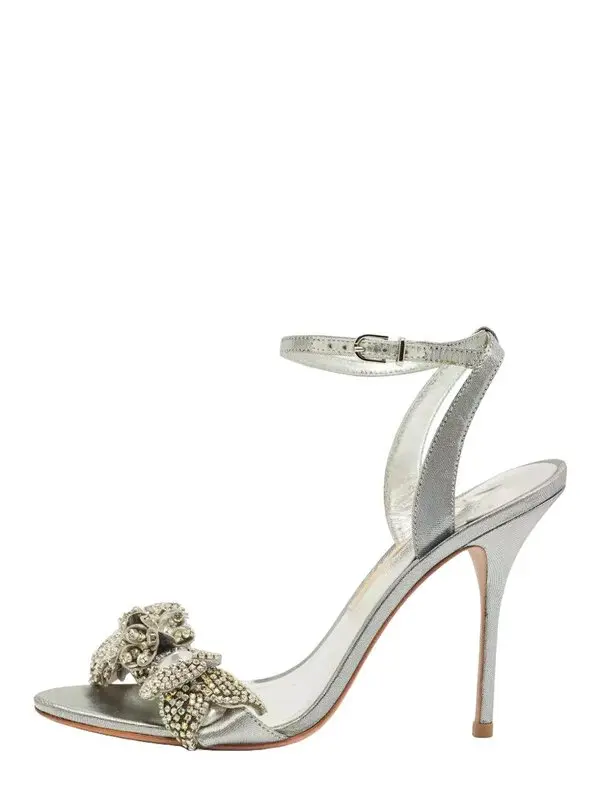 SOPHIA WEBSTER Tone Embellished Floral Ankle Strap Stiletto Sandals - Silver