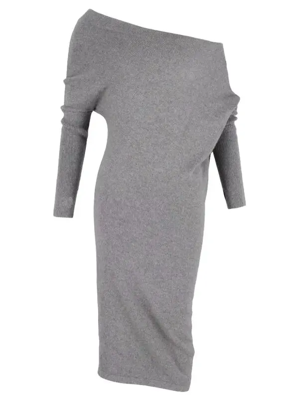TOM FORD Off-shoulder Long Sleeve Midi Dress - Grey