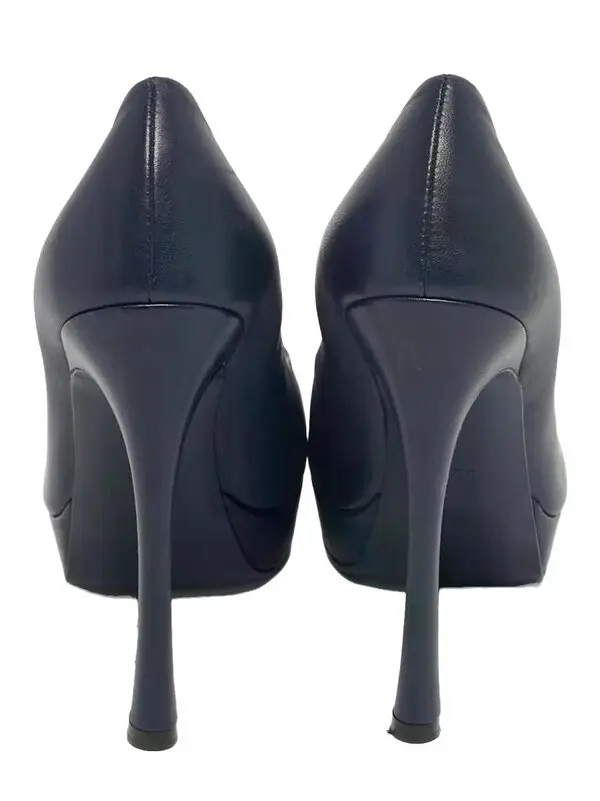 Saint Laurent Leather Platform Stiletto Heel Pumps - Blue