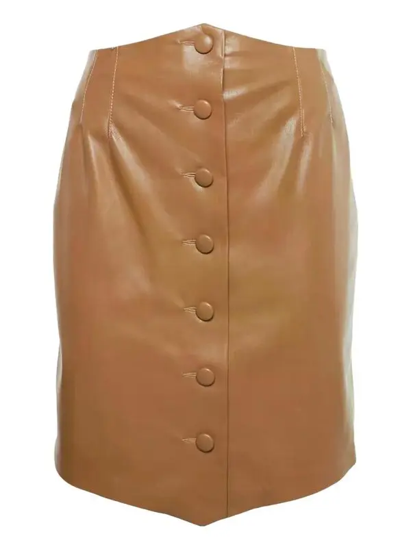 Nanushka Faux-leather Button-fastening Midi Skirt - Brown
