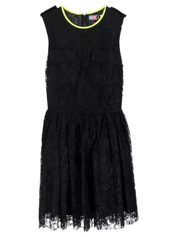 MSGM Lace Detail Skater Mini Dress - Black