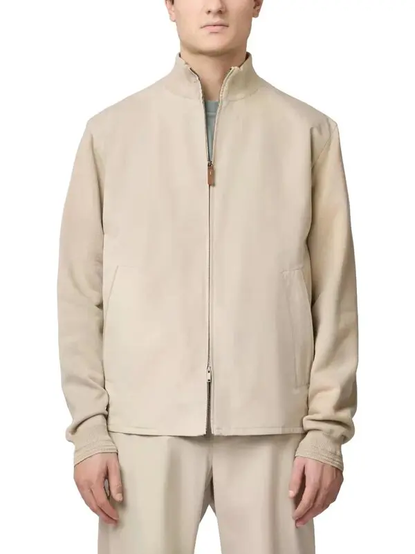 TOD'S Zip-up Bomber Jacket - Neutrals