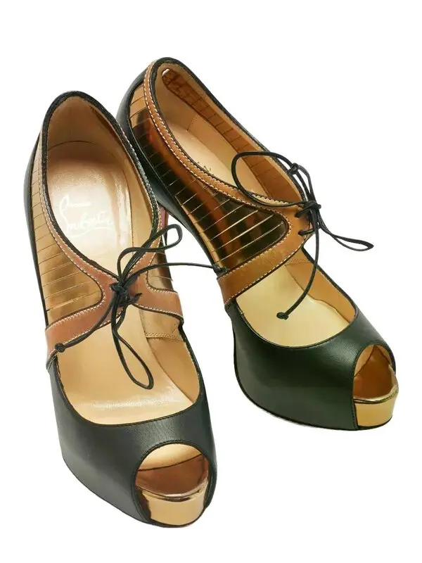 CHRISTIAN LOUBOUTIN Lace-up Peep-toe Pumps - Black