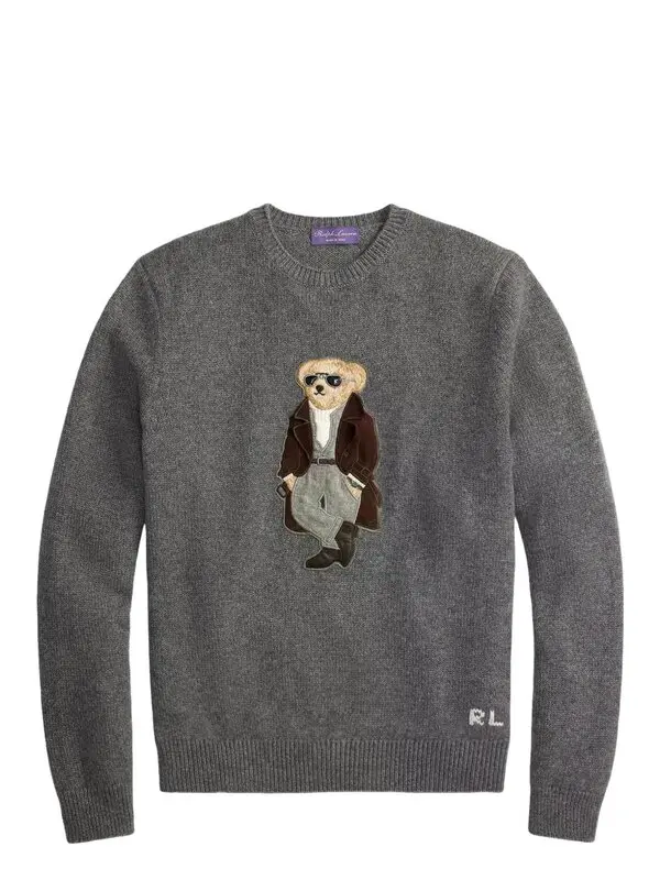 Ralph Lauren Purple Label Cashmere Polo Bear Sweater - Grey
