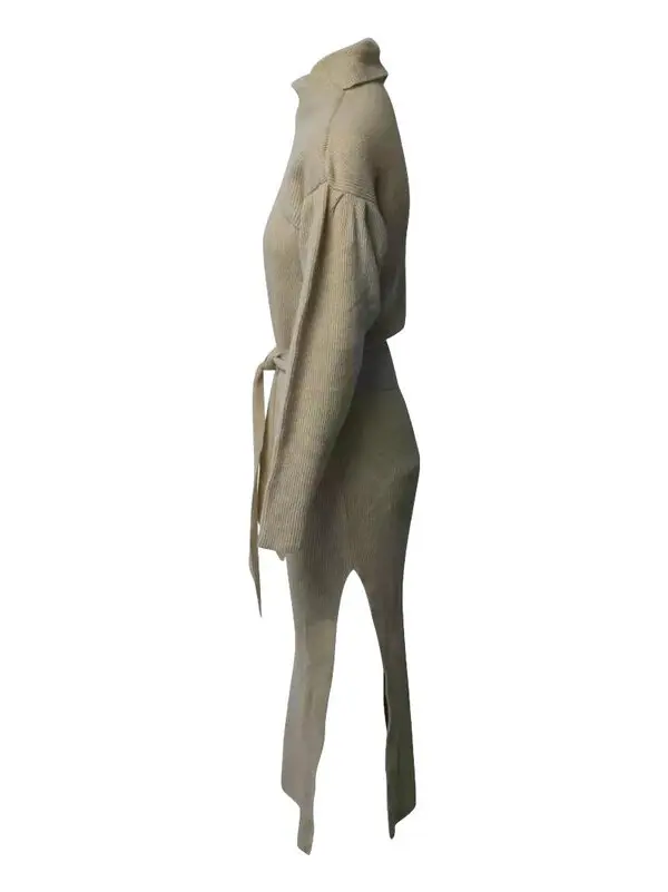 Nanushka Belted Turtleneck Dress - Neutrals