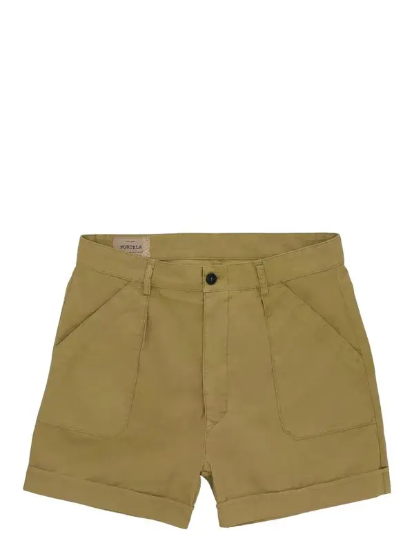 FORTELA Cotton Twill Shorts With Patch Pockets - Neutrals