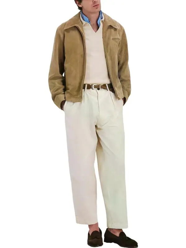 FORTELA Suede Leather Zip Jacket - Neutrals