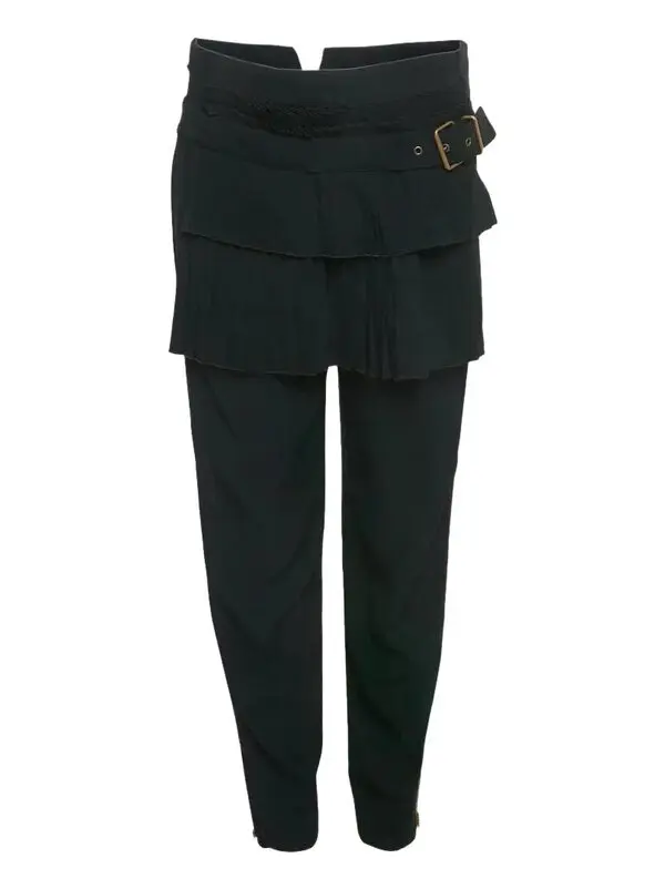 Alexander McQueen Pleated Tiered Trousers With Belted Ruffle Trim - Black