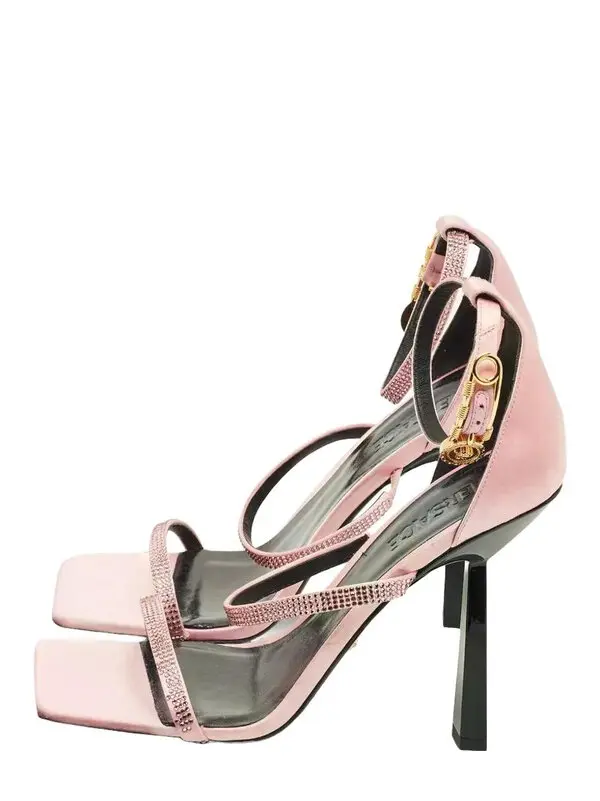 Versace Satin Crystal-embellished Sandals - Pink
