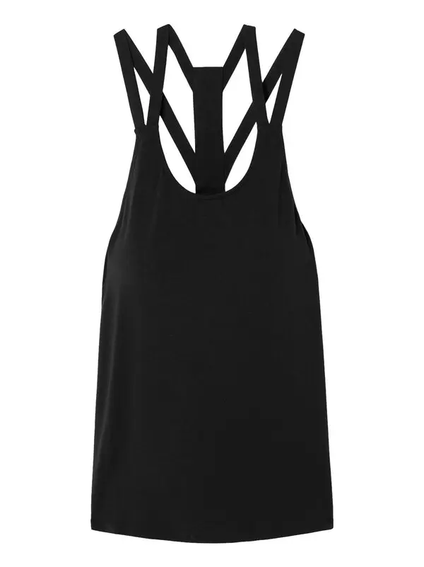 ERES Allyson Embroidered Stretch-modal And Silk-blend Jersey Tank - Black