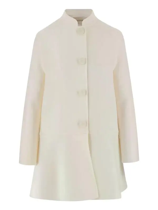 Valentino Garavani High-collar Button Wool Coat - Neutrals