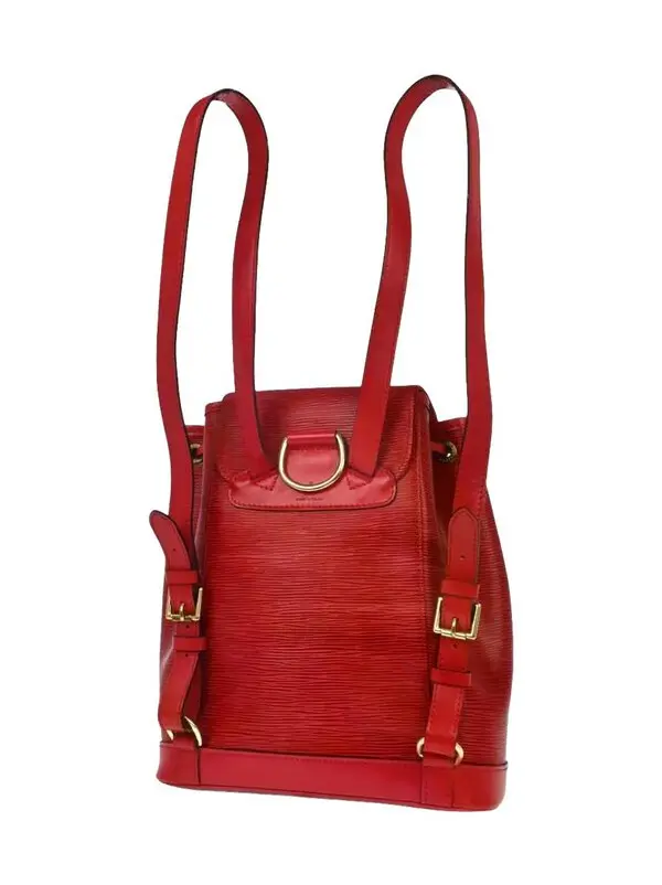 LOUIS VUITTON 1990s-2000s Mm Montsouris Monaco Textured Leather Backpack - Red